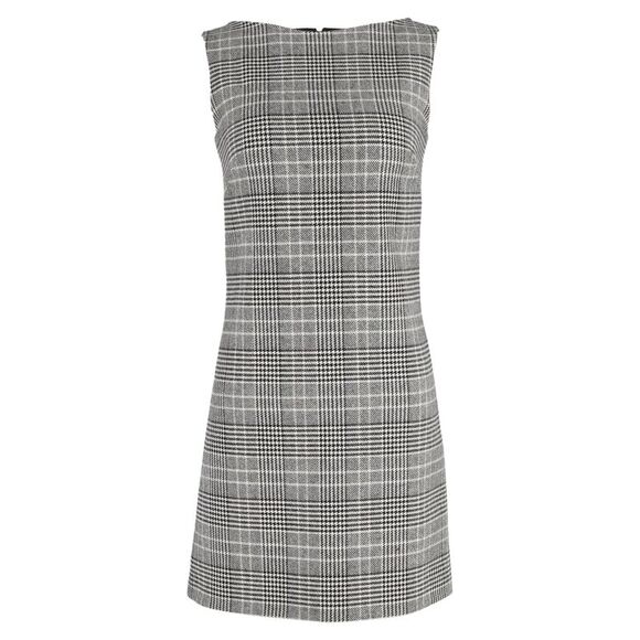 Prada | Dresses | Prada Plaid Mini Sleeveless Shift Dress In Grey Wool ...